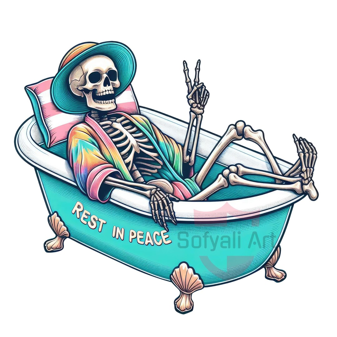 Rest in Peace Transparent Skeleton PNG ,10x10 Inches ,skull Sublimation ...