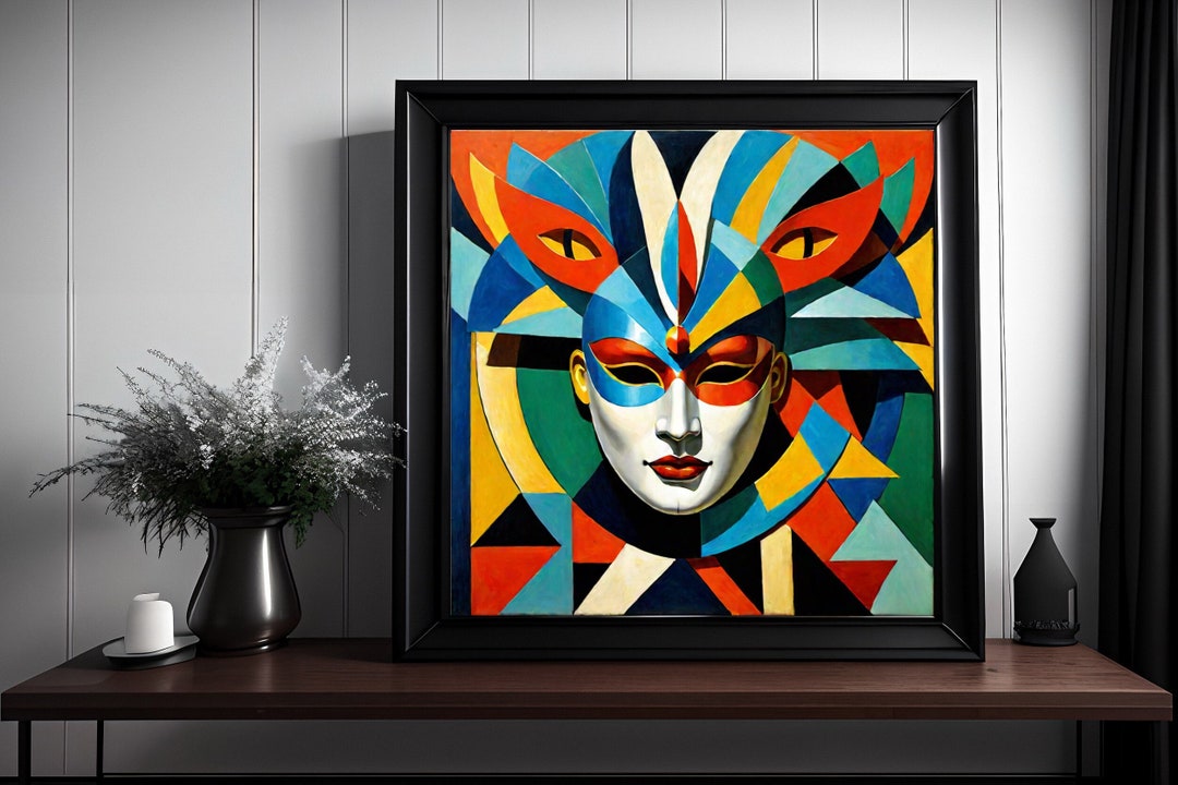 Cubism Wall Art Venetian, Masquerade Mask No10 ,printable JPG ...