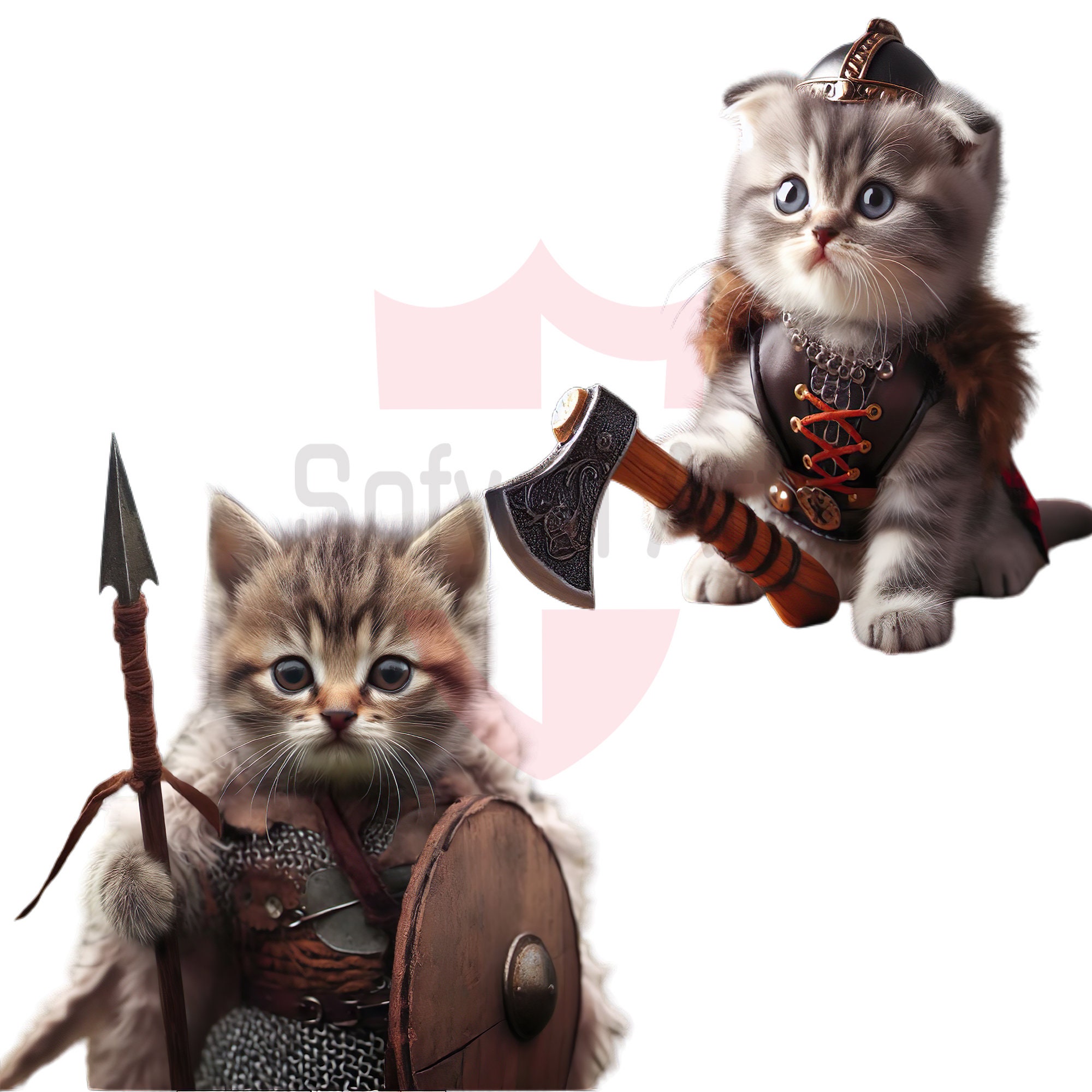 Printable Cute Viking Kittens Clipart Bundle Part2 ,5 Transparent PNG ...