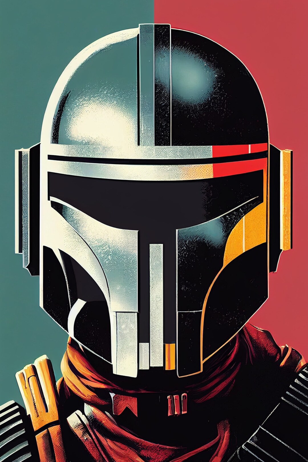 Mercenary Mando Pop Art Retro 80s Modern Wall Art - Etsy