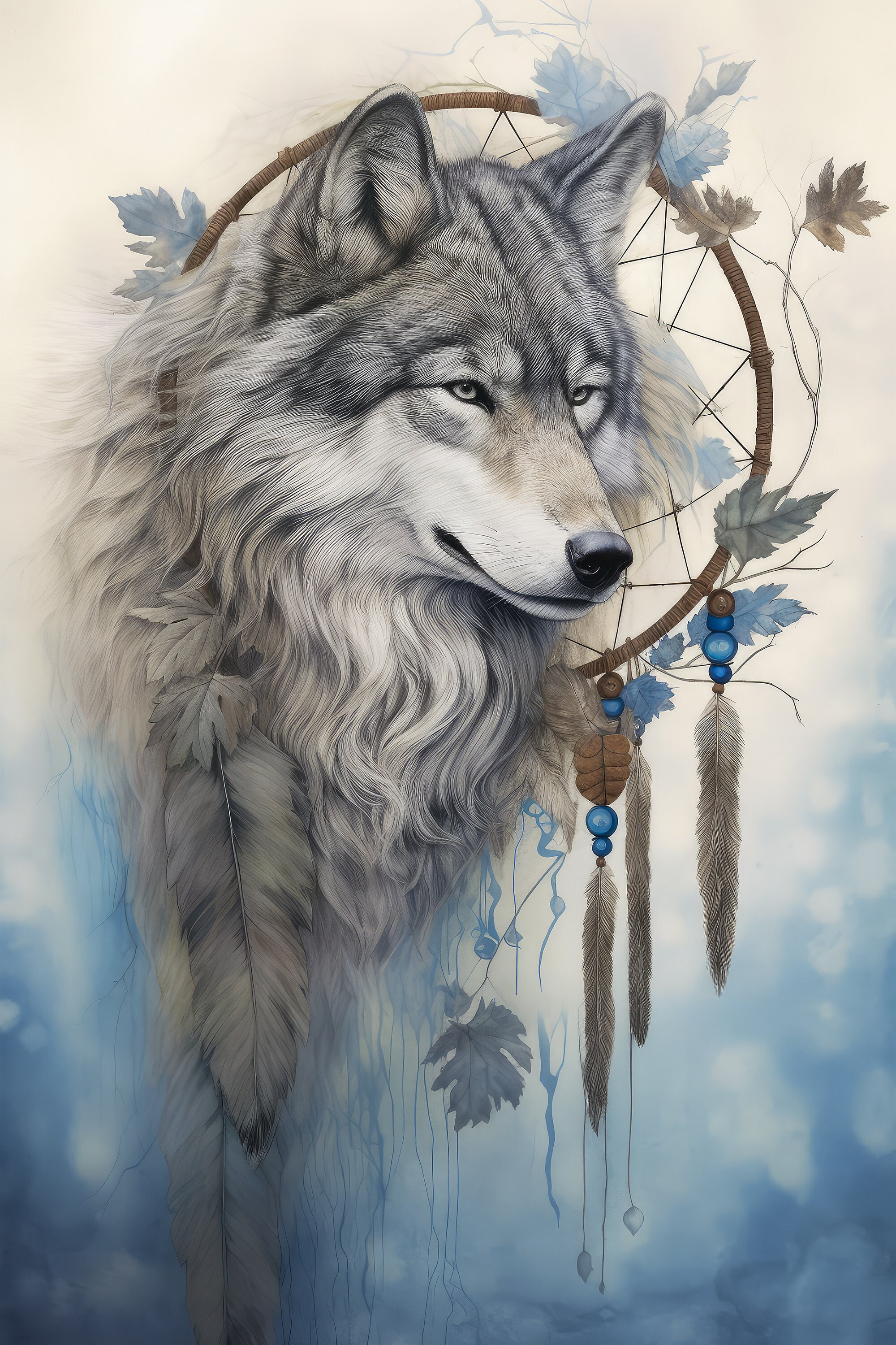 Native American Wolf Painting