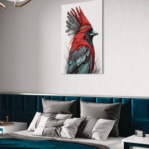 Red Cardinal Chief | Native American Art | Animal Drawings | Boho Wall ...