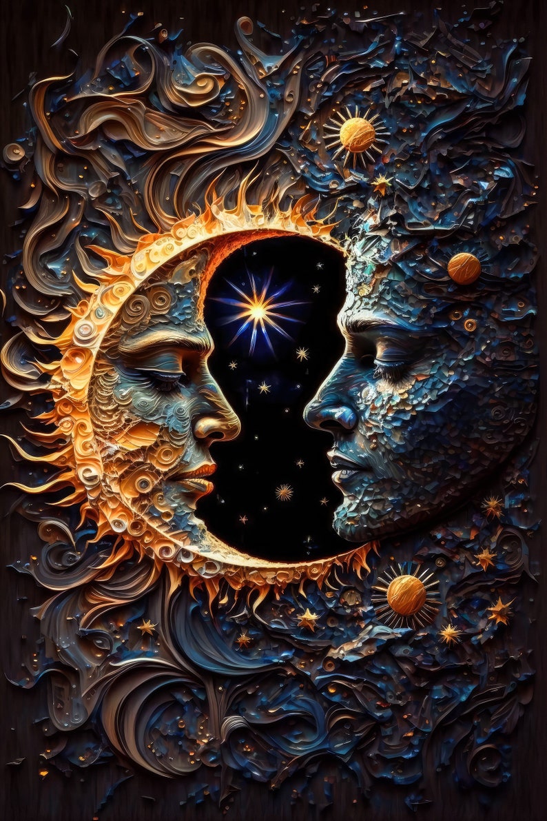 Celestial Harmony Sun and Moon Solar and Lunar Romantic - Etsy