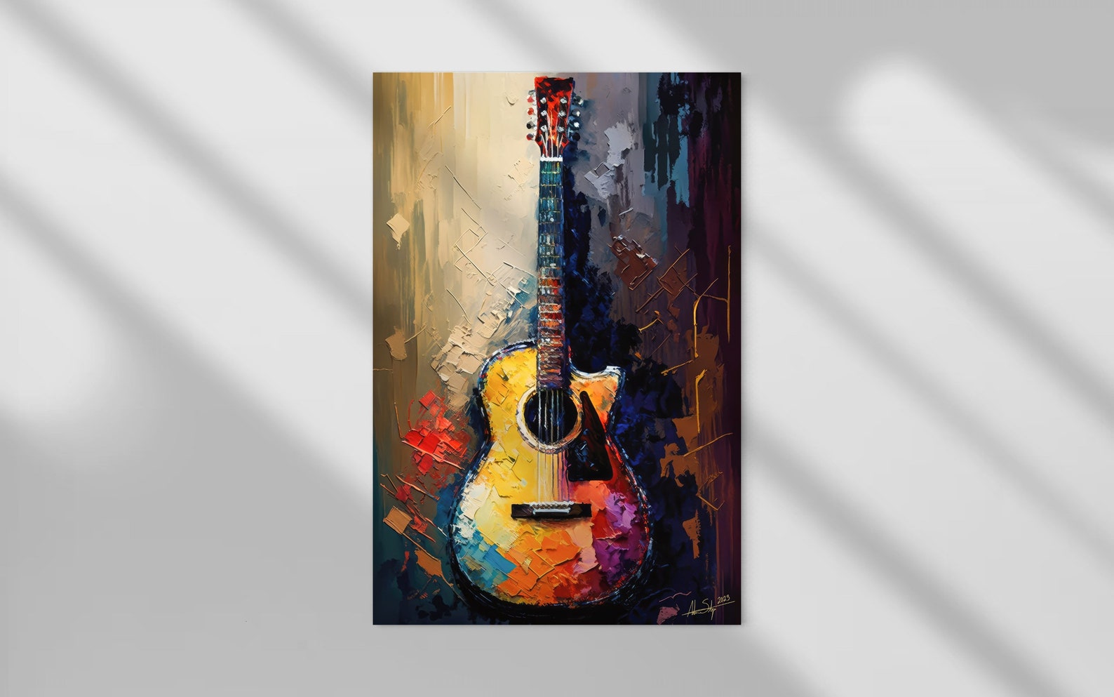 Acoustic Color Guitar Painting Music Prints Palette Knife ...