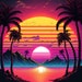 West Coast Synthwave 1980s Retro Style Neon Sunset California Retrowave ...