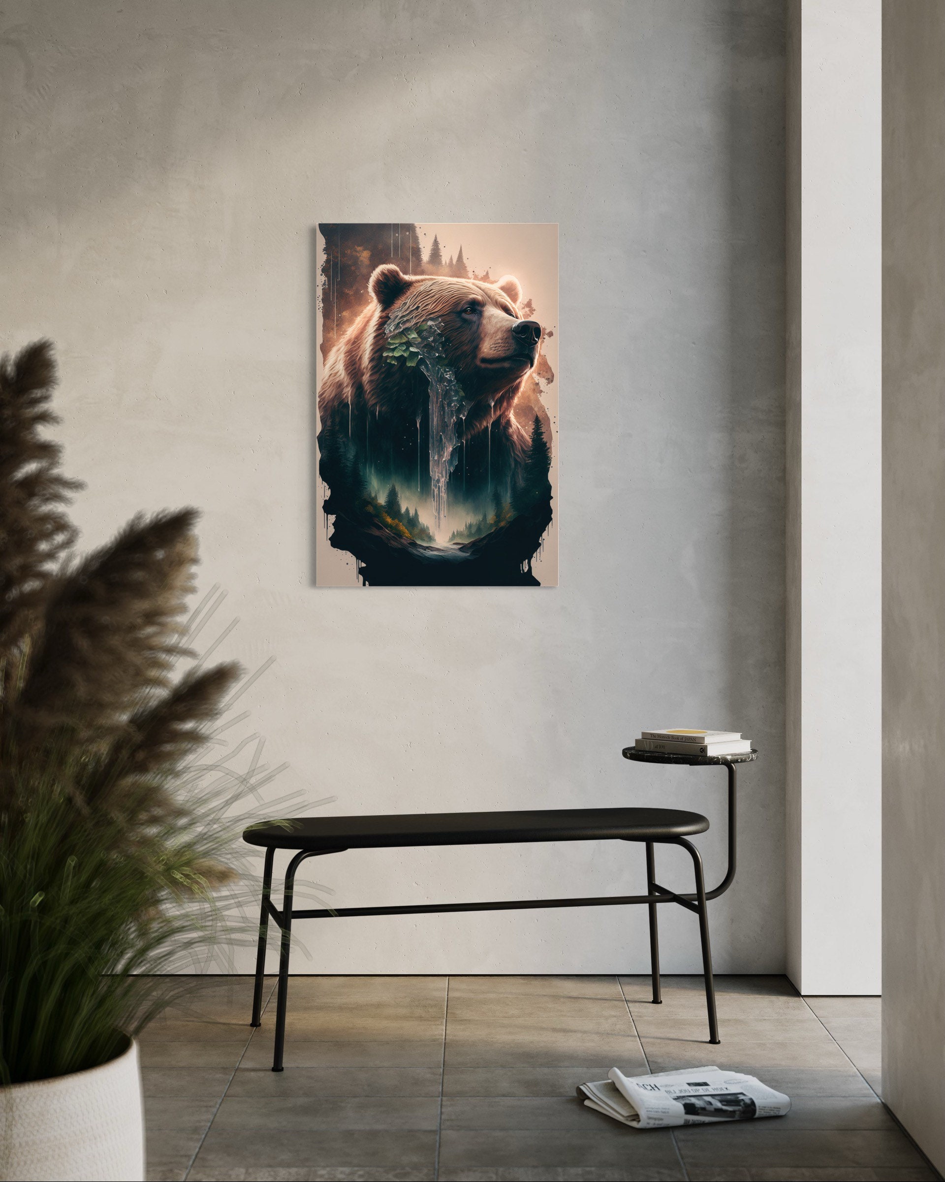 Grizzly Wisdom Double Exposure Bear Painting Nature Decor - Etsy
