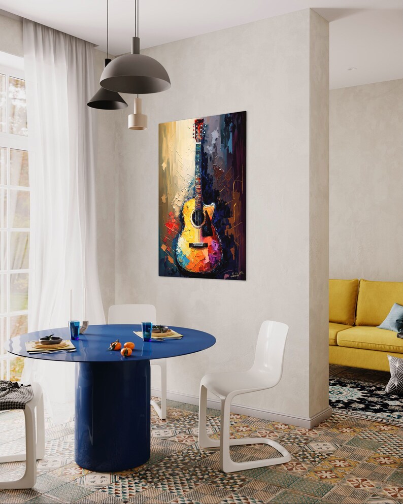 Acoustic Color Guitar Painting Music Prints Palette Knife ...