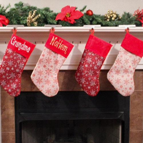 Red And White Snowflake Personalized Christmas Stocking Custom Etsy