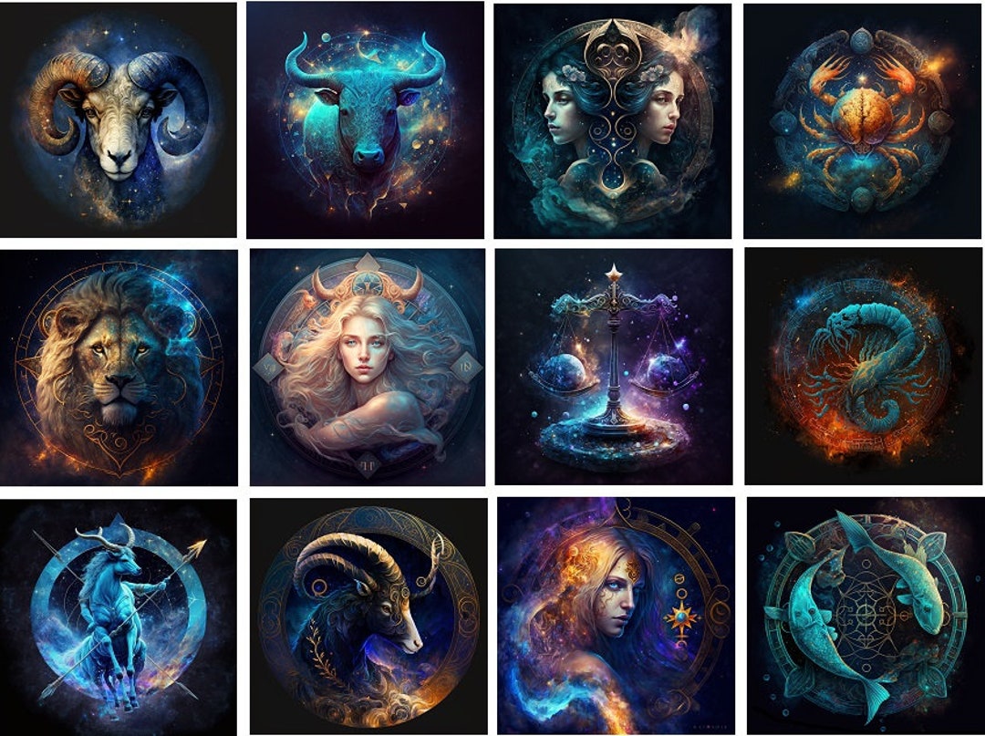 Zodiac Signs, Digital Art Print, AI Generated, Wall Art, AI Art ...