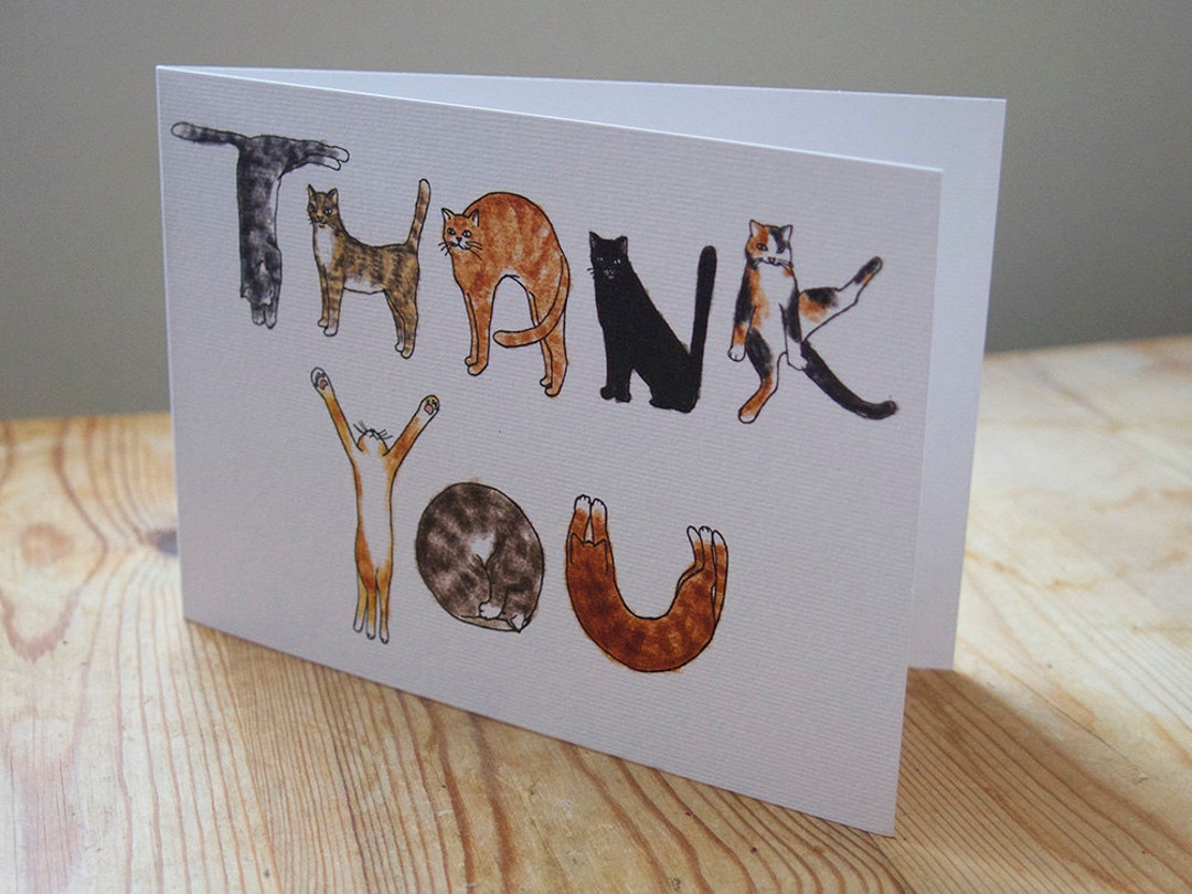 Cats "thank You" Greeting Card A6 - Etsy