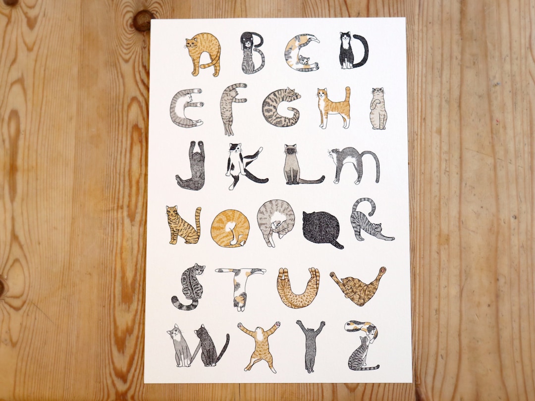 Cat Alphabet Giclée Fine Art Print A4 Size - Etsy