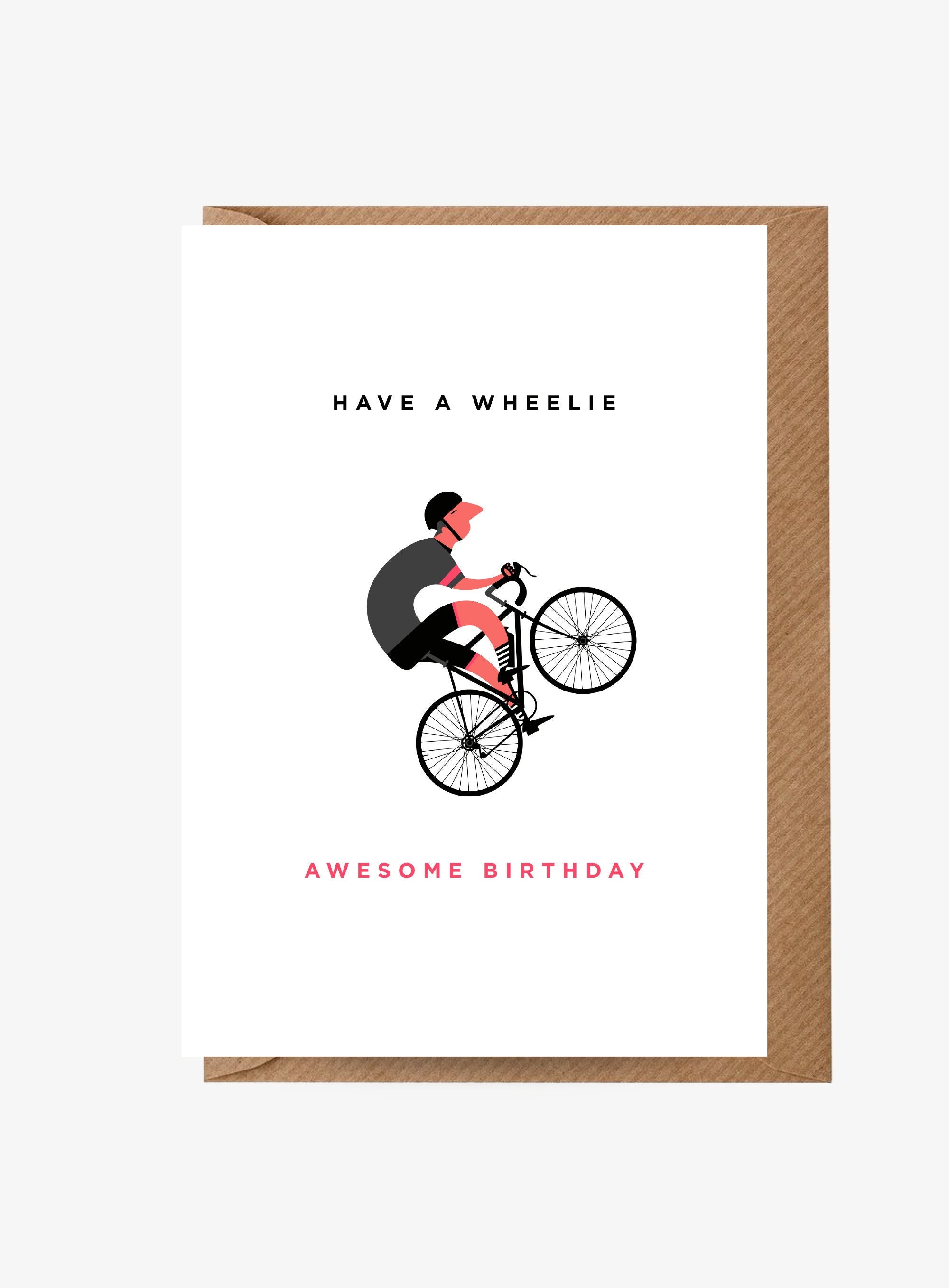 Wheelie Awesome Birthday Greetings Card Inspired by Cycling - Etsy