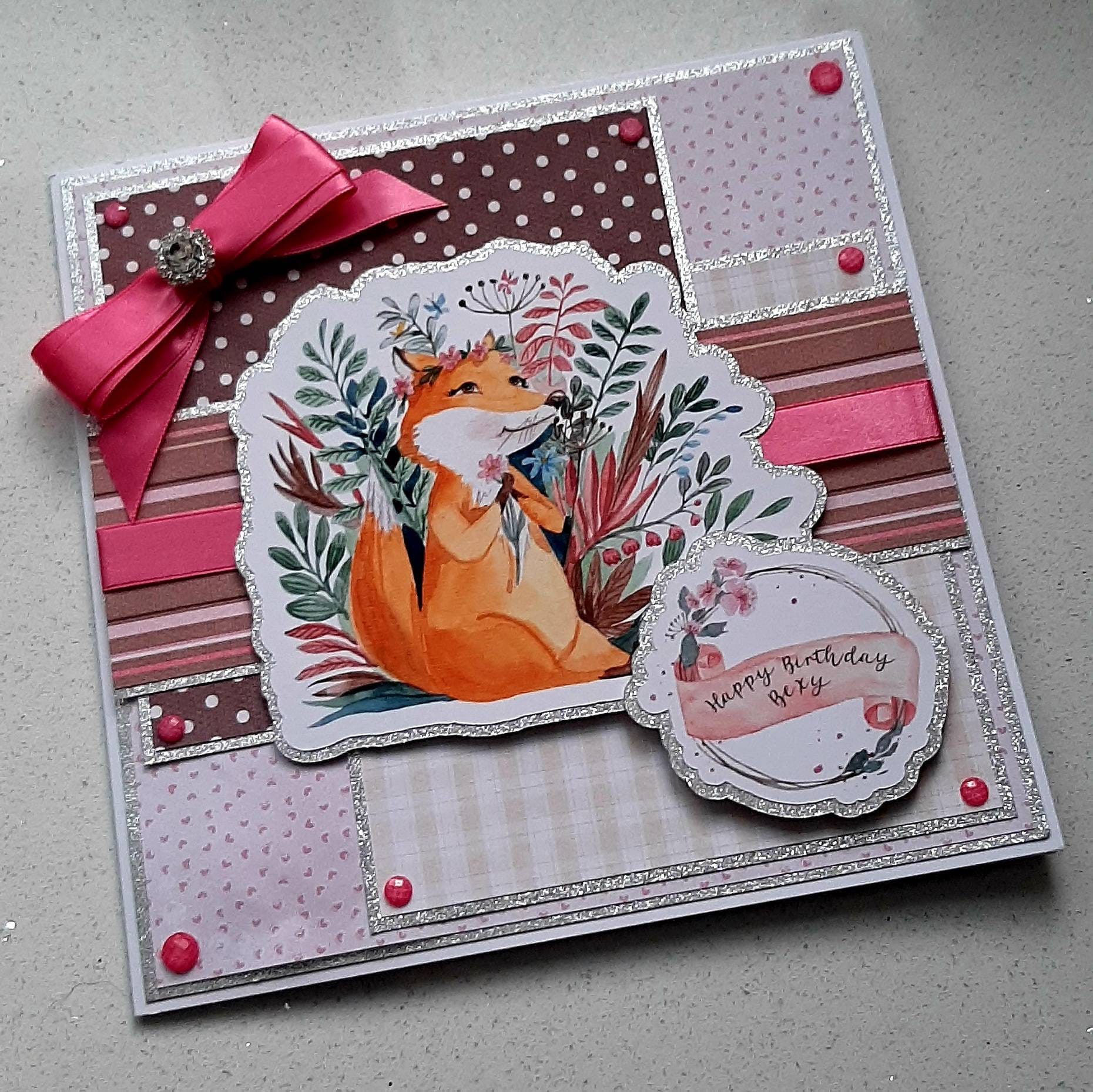 Handmade Fox Birthday Card Female Fox Card Fun Animal Card - Etsy UK