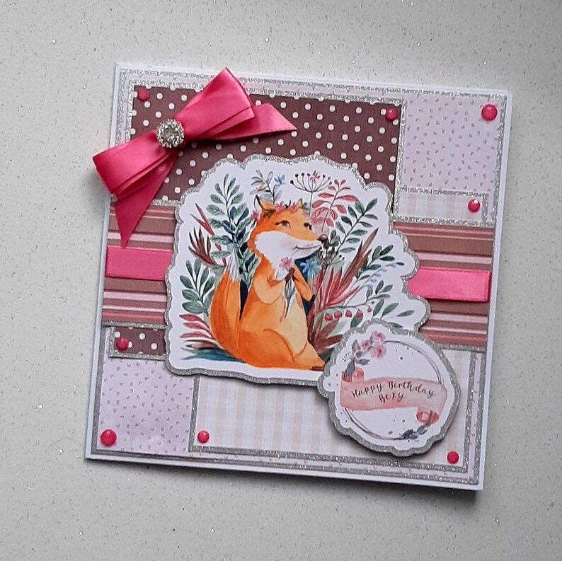 Handmade Fox Birthday Card Female Fox Card Fun Animal Card - Etsy UK