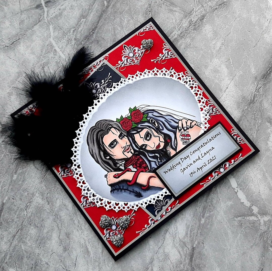 Personalised Gothic Wedding Card Gothic Bride and Groom - Etsy UK