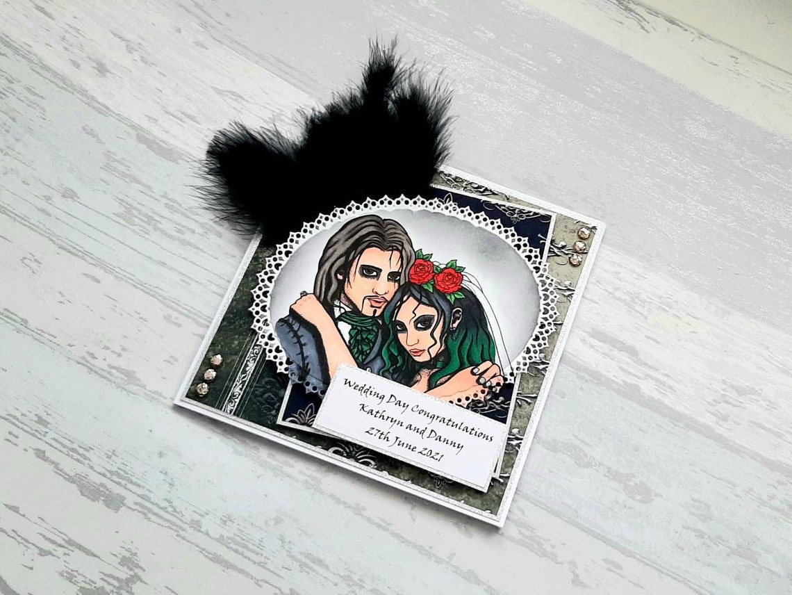 Personalised Handmade Gothic Wedding Card Gothic Bride and - Etsy UK