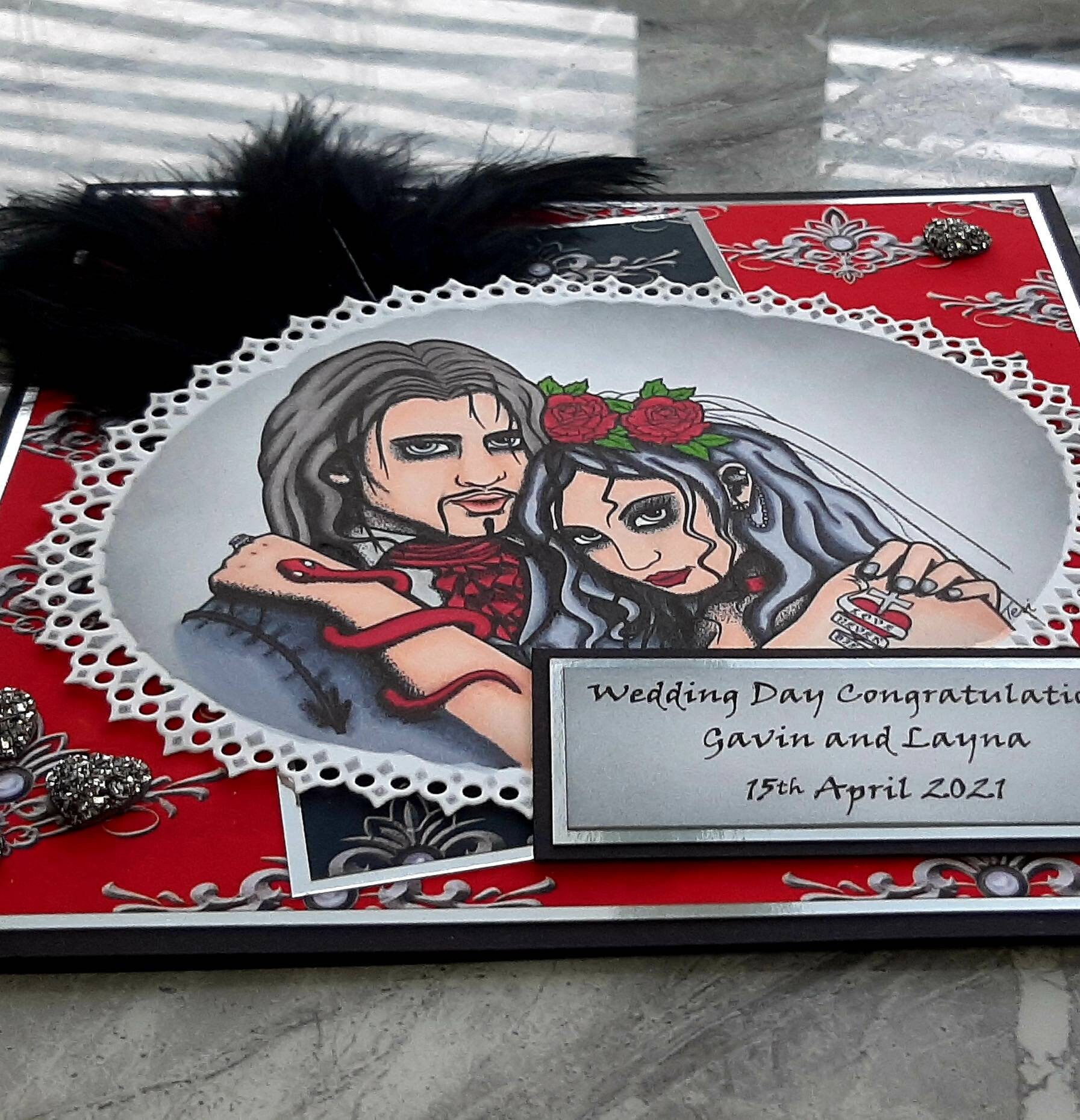 Personalised Gothic Wedding Card, Gothic Bride and Groom, Gothic Couple ...