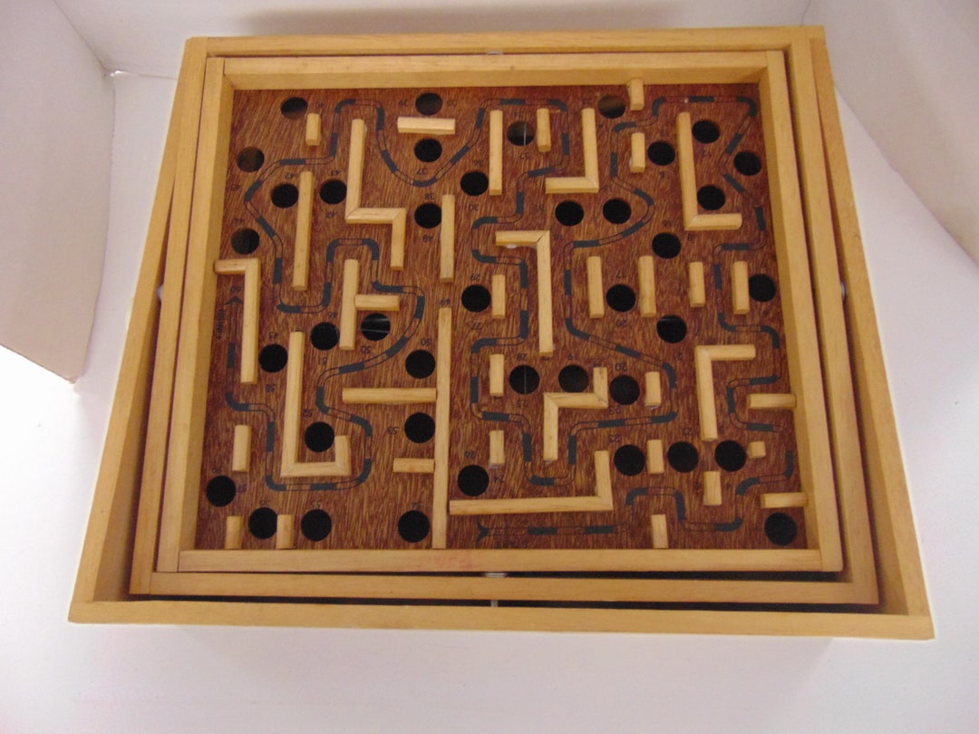 Vintage Wooden Labyrinth Maze Game Board W/3 Marbles Tested - Etsy