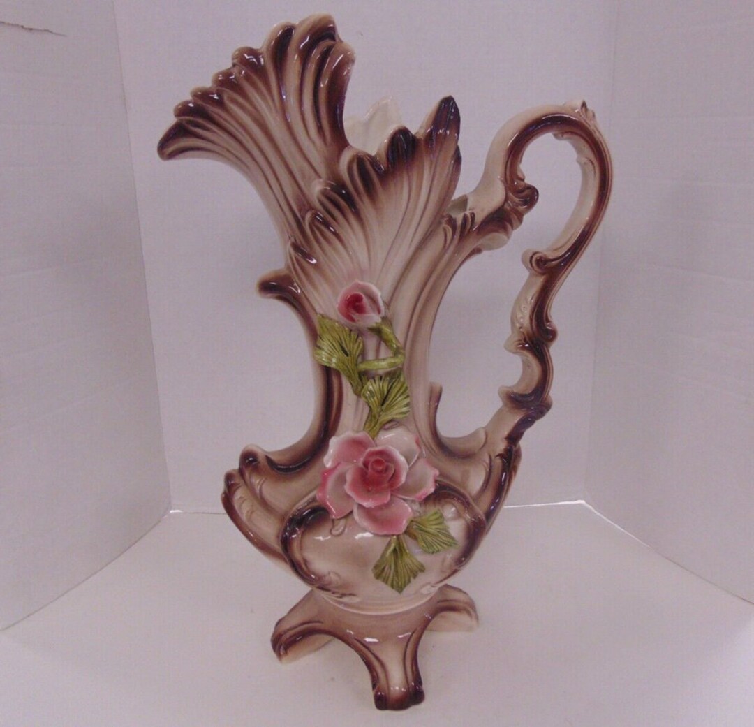 Vintage Capodimonte Pitcher 18' Vase Floral Made in Italy JC408-F - Etsy