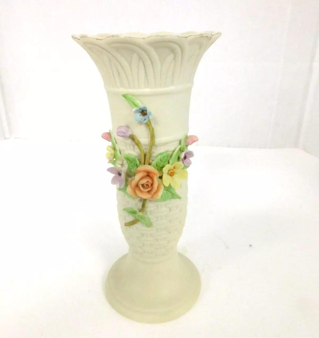 Vintage Antique Ivory Lefton Vase Raised Flowers KW644 JC361-17 - Etsy