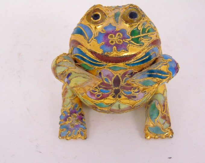 Vintage Cloisonne Frog W/gold Trimming & Multi Colored Enamel 3" Tall ...
