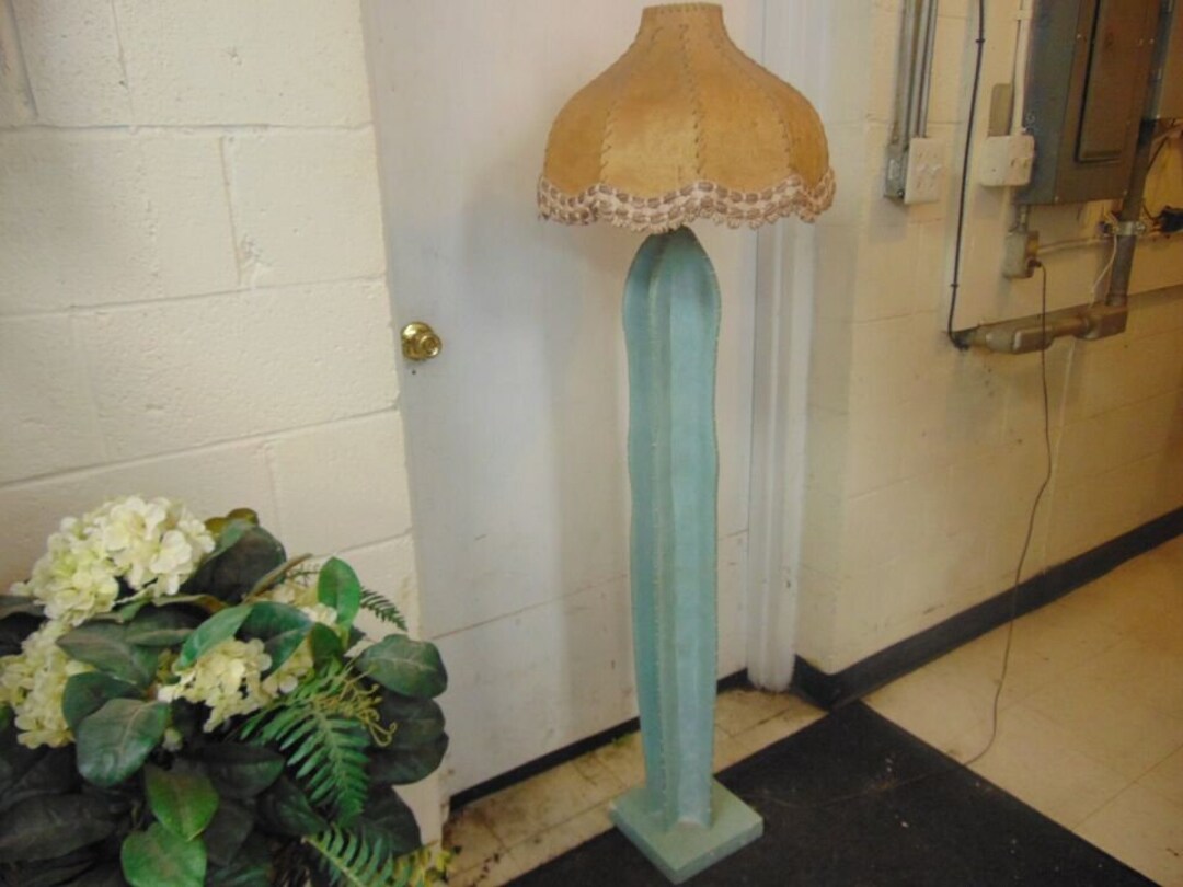 Vtg 1980's Alsy Plaster Cactus Floor Lamp 58" Southwest Tall Mint Green ...