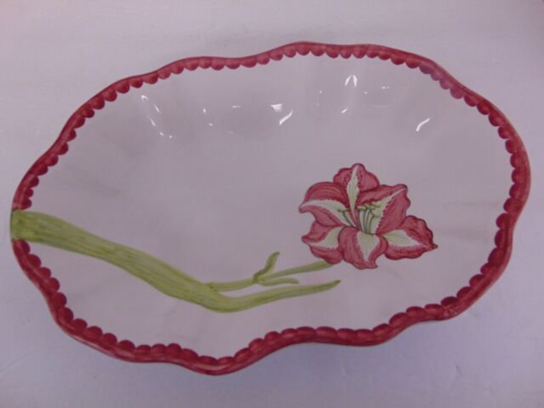 Jilly Walsh Mariposa Hand Painted Floral Oval Scalloped - Etsy