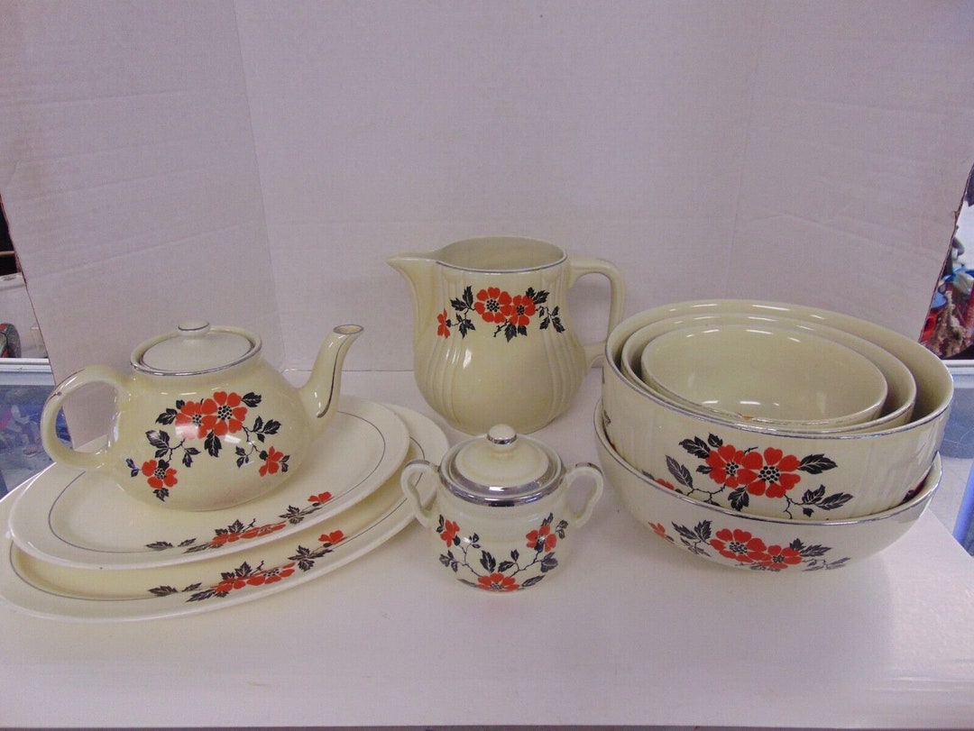 Vtg Halls Superior Quality Kitchenware Red Poppy Collection 9 Pieces - Etsy