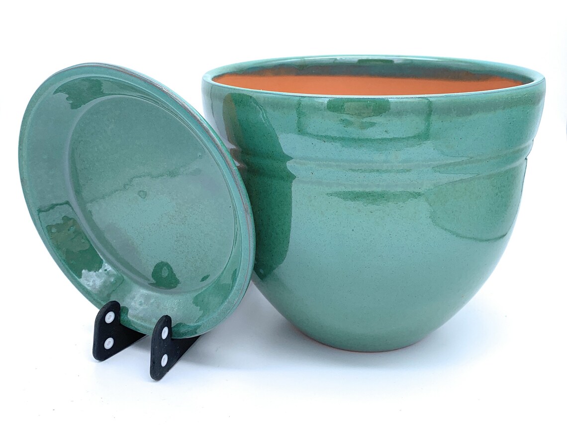 Glazed Ceramic Flower Pot With Saucer Round Terracotta With Drip Tray ...