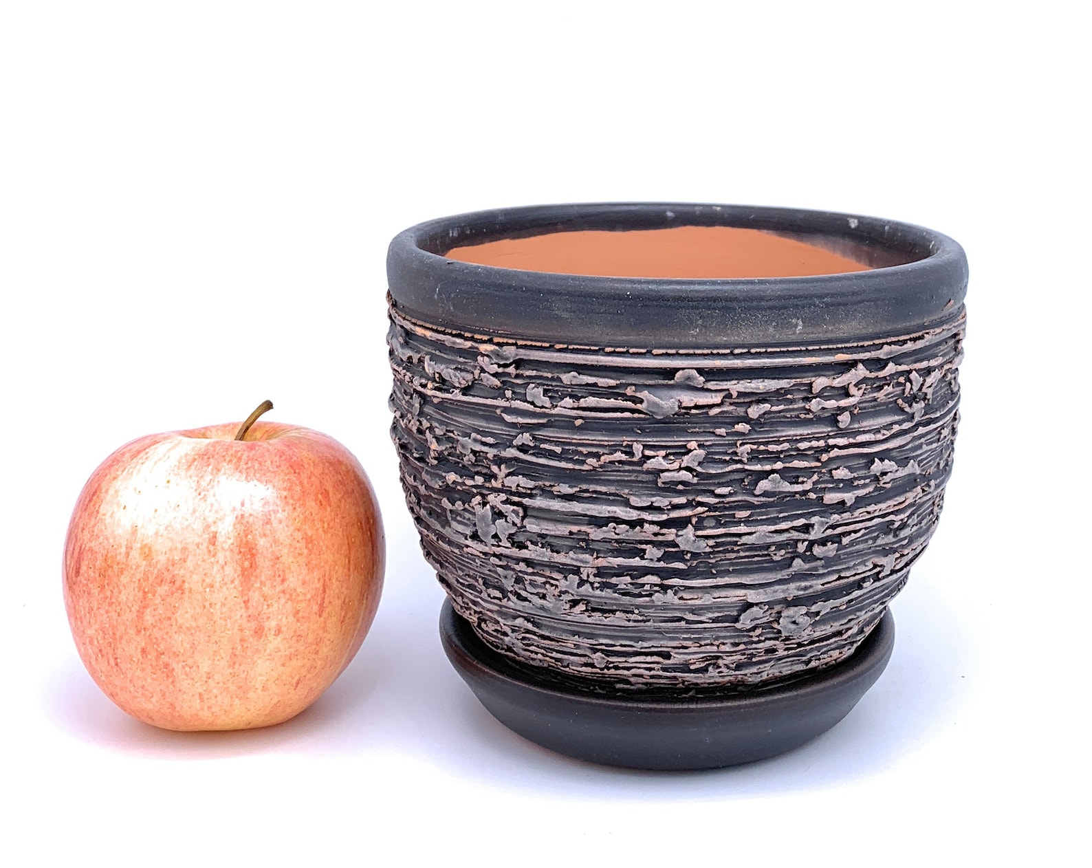 Glazed Ceramic Flower Pot With Saucer Round Terracotta With Drip Tray ...