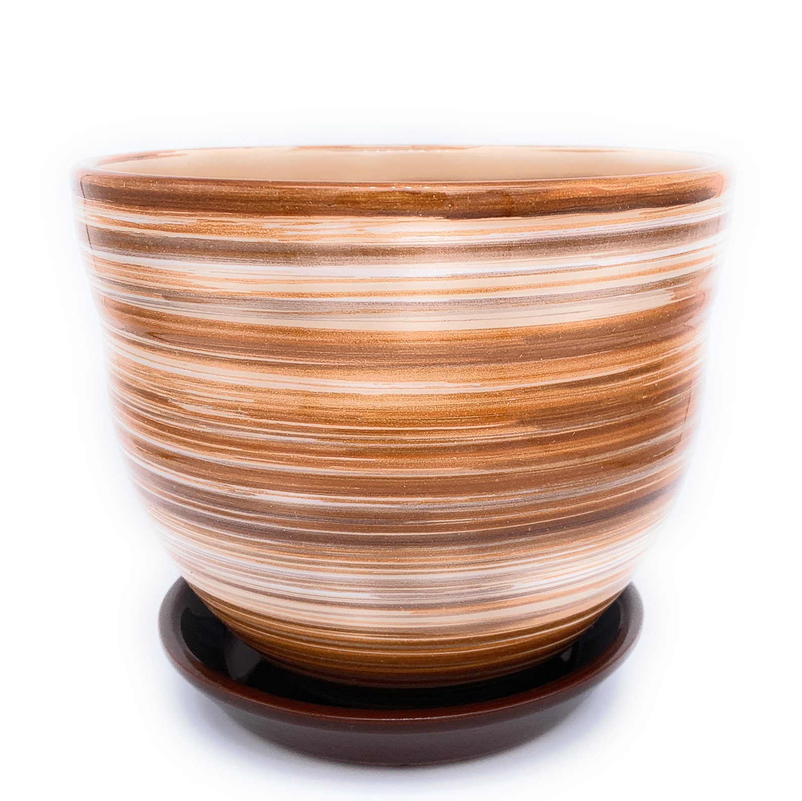 Glazed Ceramic Flower Pot with Saucer Round Terracotta with | Etsy