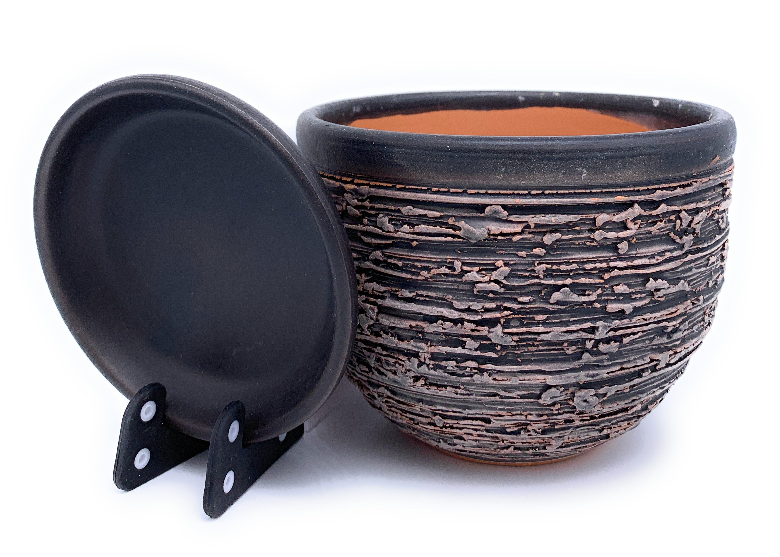 Glazed Ceramic Flower Pot With Saucer Round Terracotta With Drip Tray ...