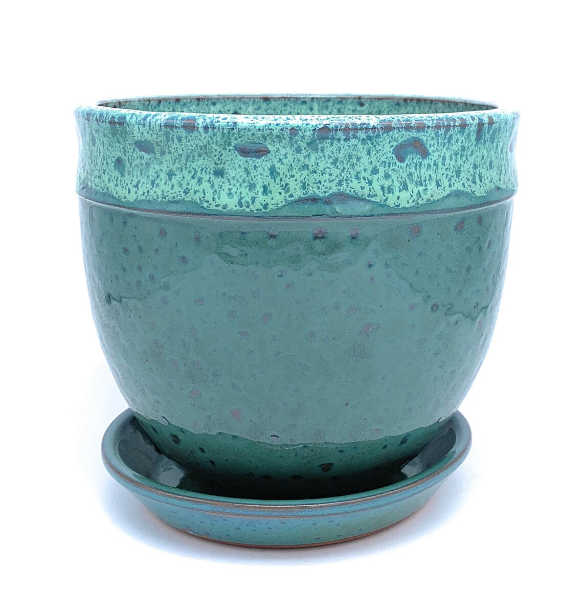 Glazed Ceramic Flower Pot With Saucer Round Terracotta With Drip Tray ...