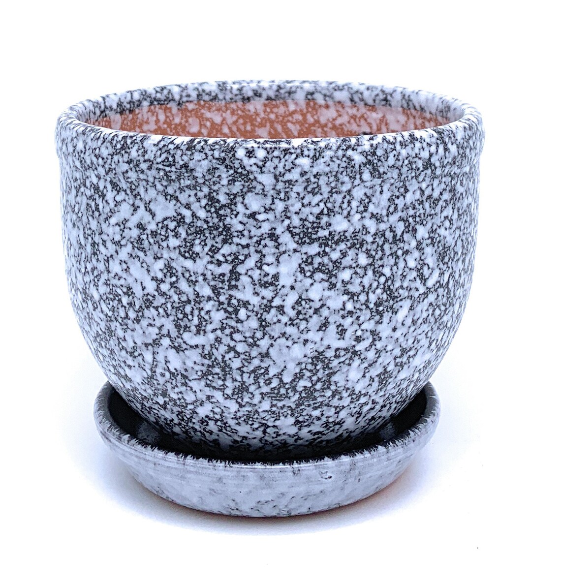 Glazed Ceramic Flower Pot With Saucer Round Terracotta With Drip Tray ...