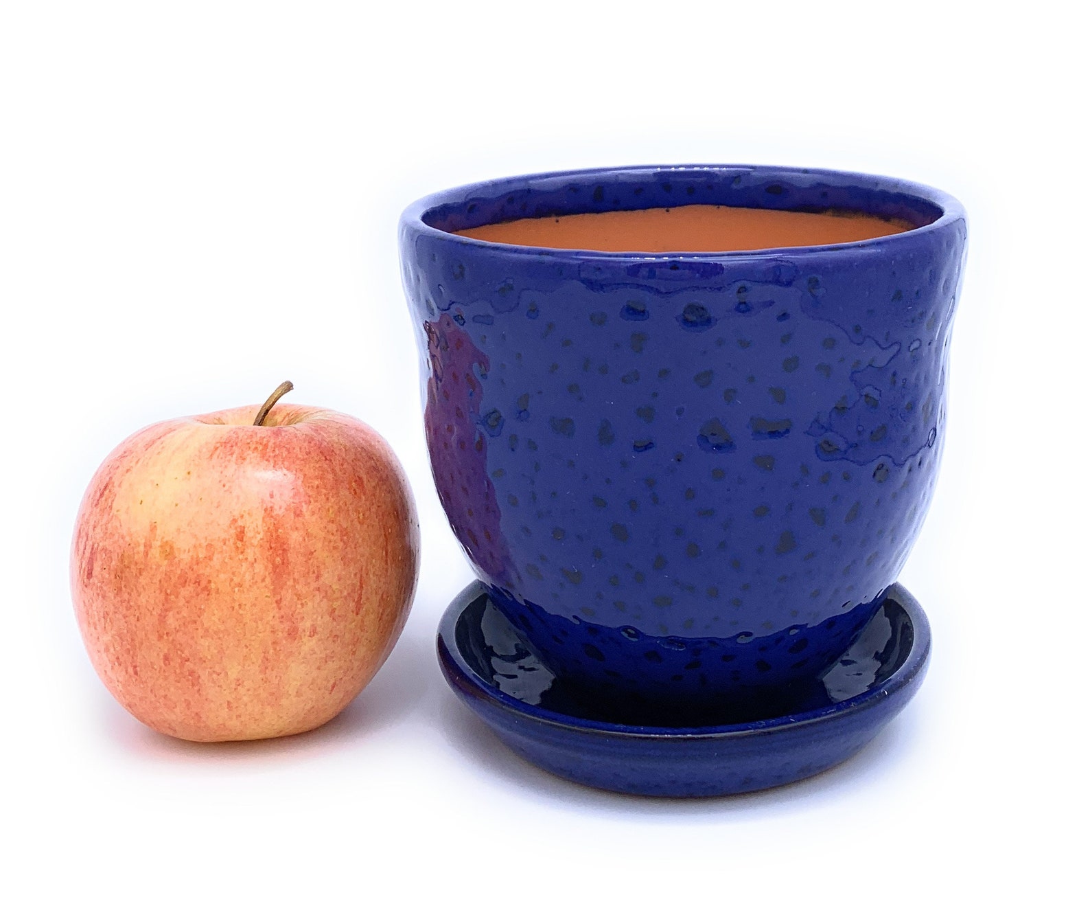 Glazed Ceramic Flower Pot With Saucer Round Terracotta With Drip Tray ...