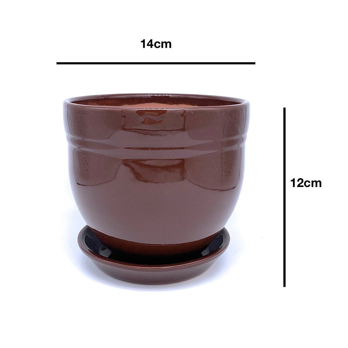 Glazed Ceramic Flower Pot With Saucer Round Terracotta With Drip Tray ...