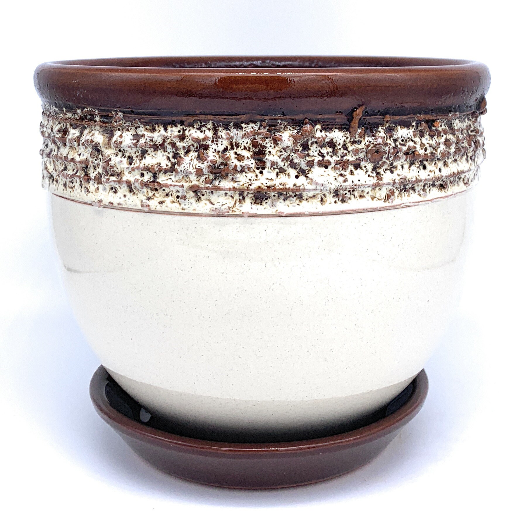 Glazed Ceramic Flower Pot With Saucer Round Terracotta With Drip Tray ...
