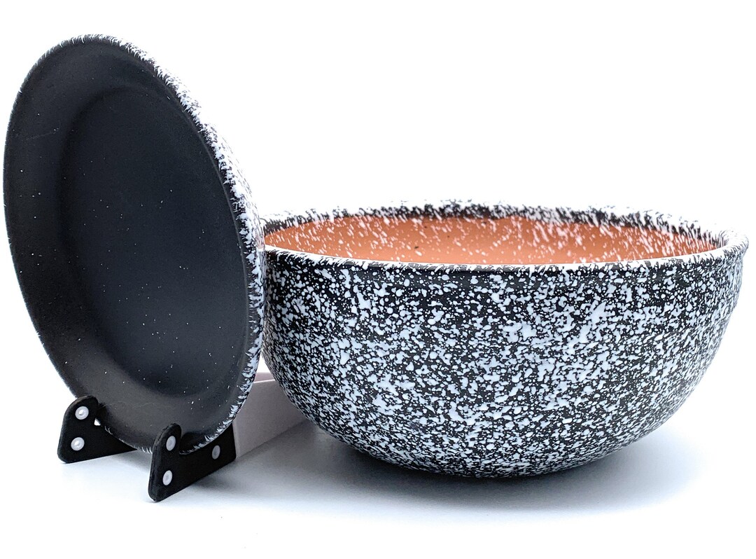 Glazed Ceramic Shallow Flower Pot With Saucer Round Terracotta With ...