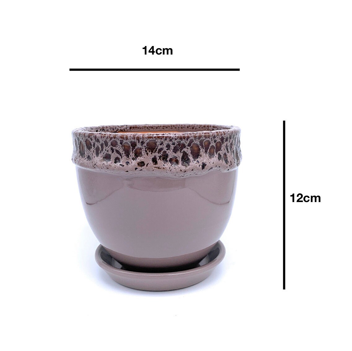 Glazed Ceramic Flower Pot With Saucer Round Terracotta With Drip Tray ...