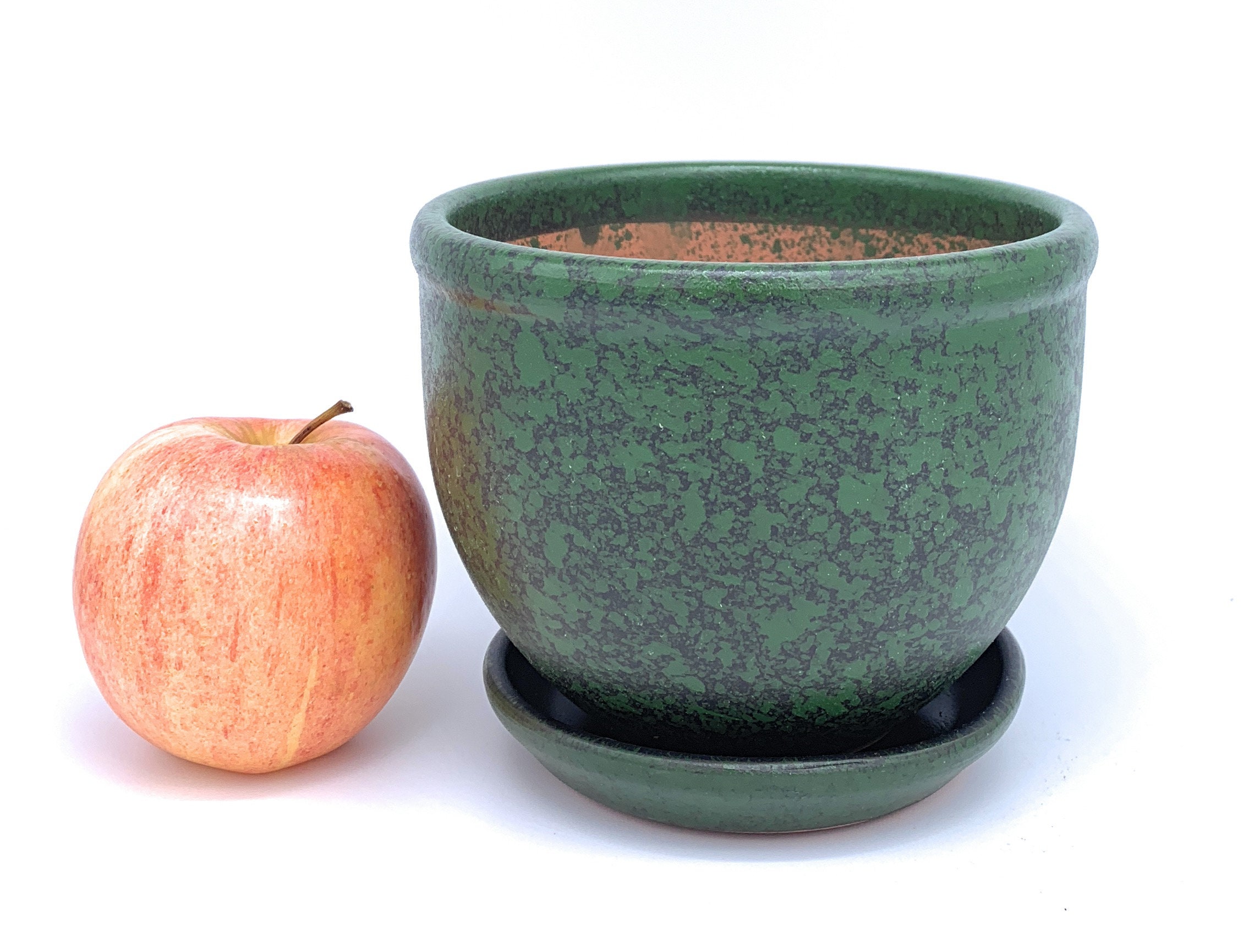 Glazed Ceramic Flower Pot With Saucer Round Terracotta With Drip Tray ...
