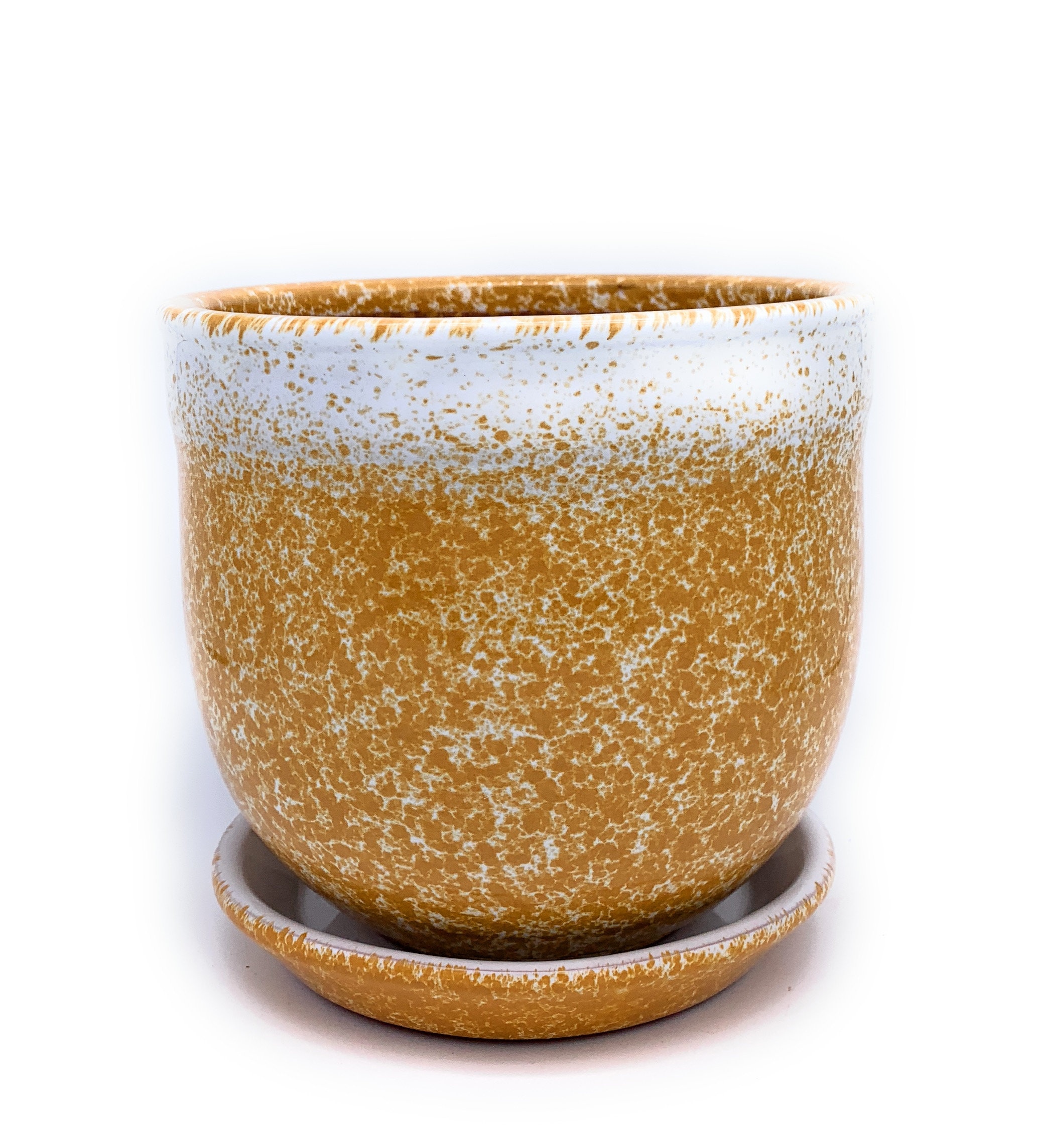 Glazed Ceramic Flower Pot With Saucer Round Terracotta With Drip Tray ...