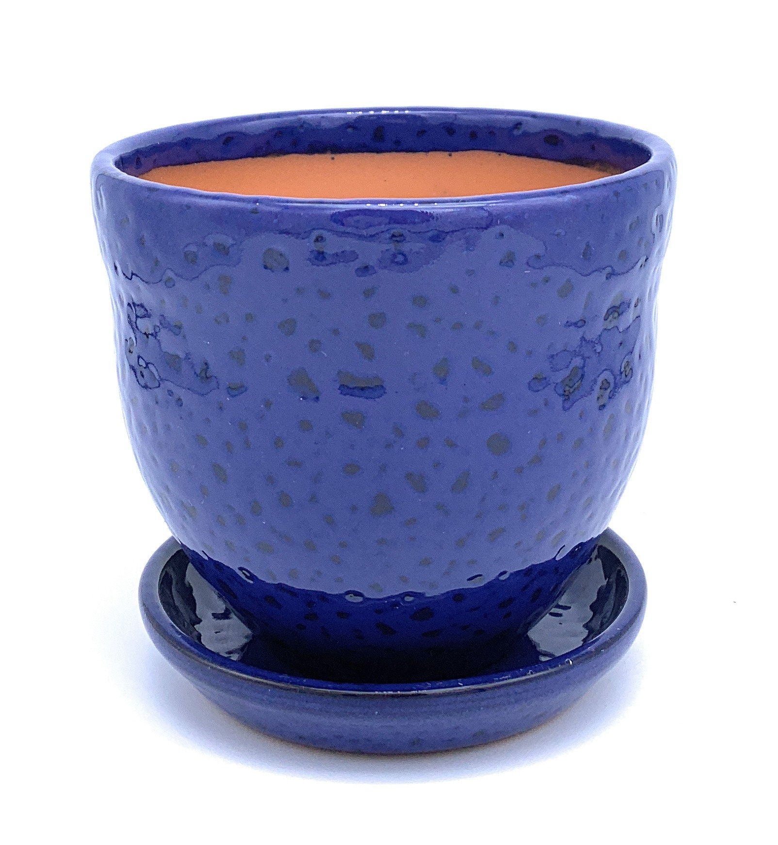 Glazed Ceramic Flower Pot With Saucer Round Terracotta With Drip Tray ...