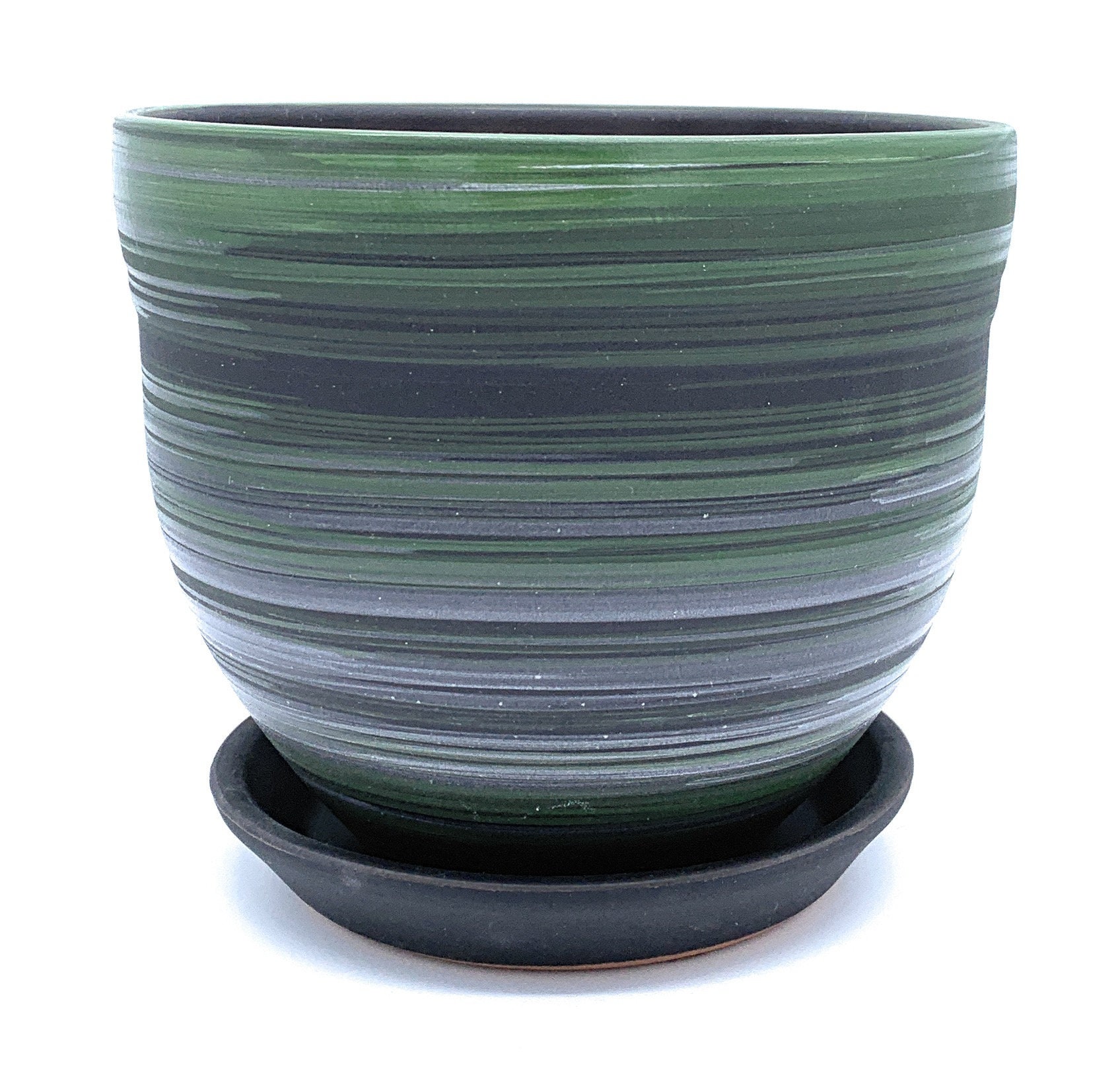 Glazed Ceramic Flower Pot With Saucer Round Terracotta With - Etsy UK