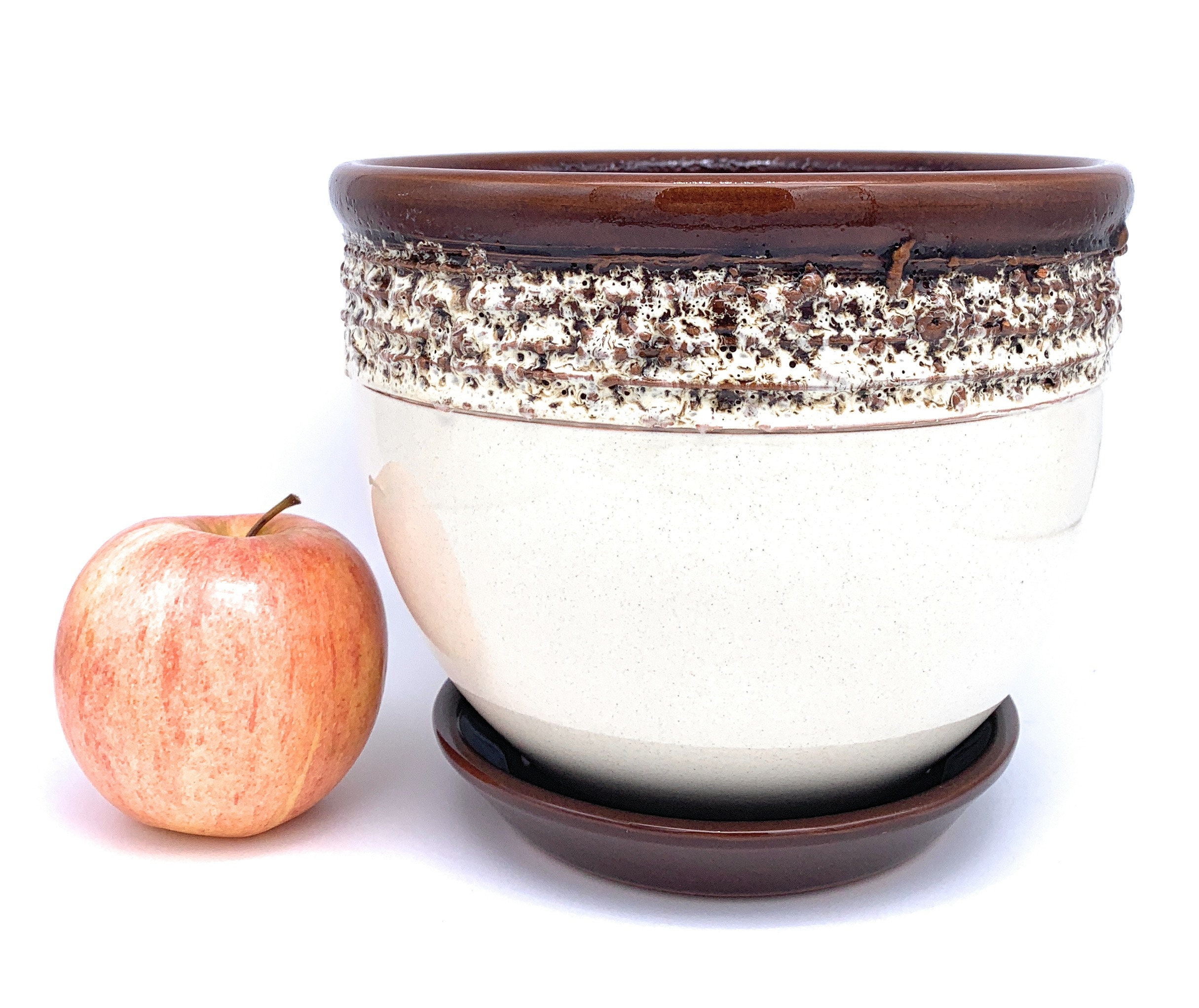 Glazed Ceramic Flower Pot With Saucer Round Terracotta With Drip Tray ...