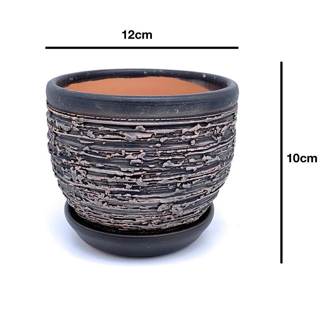 Glazed Ceramic Flower Pot With Saucer Round Terracotta With Drip Tray ...