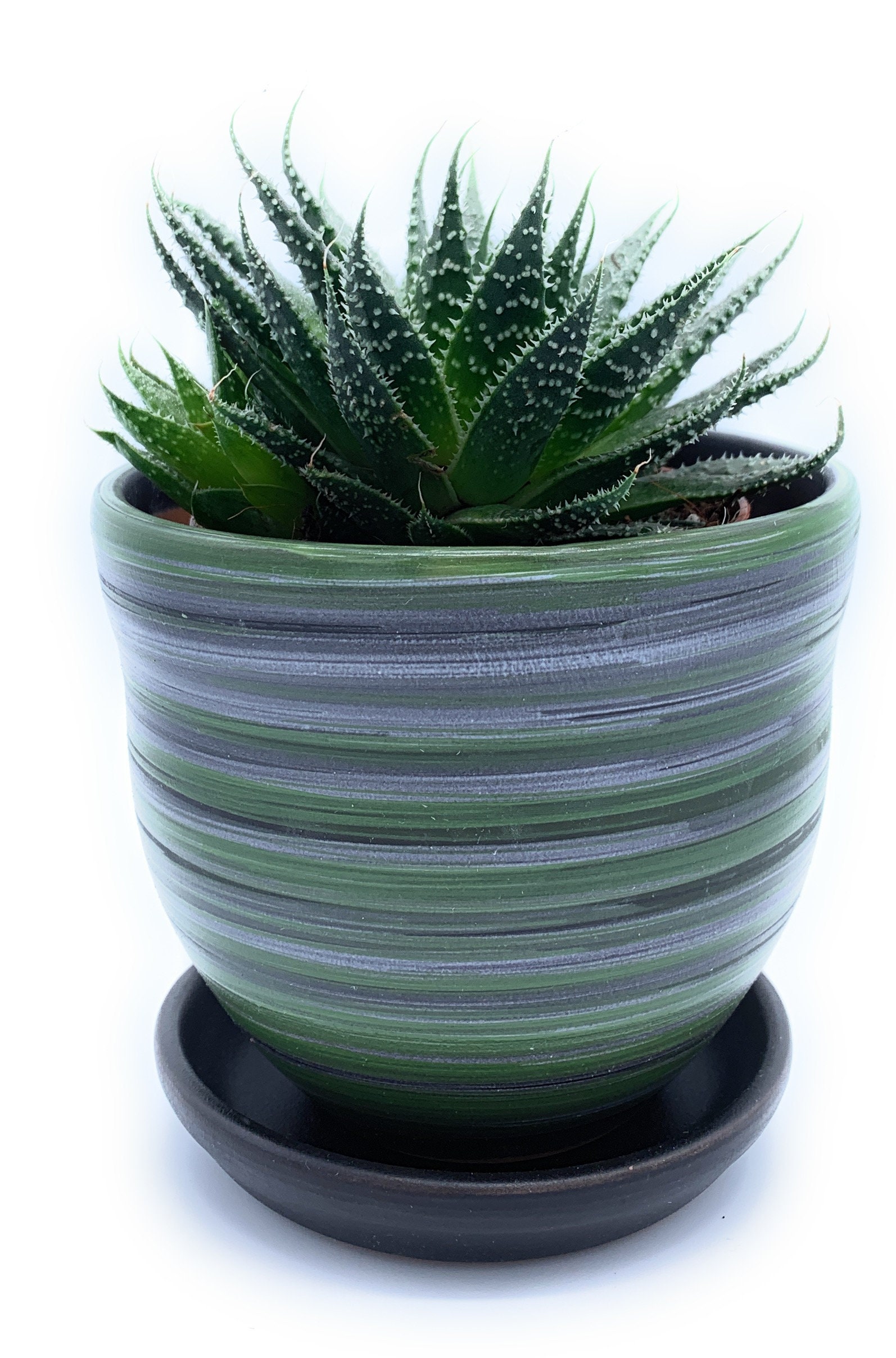 Glazed Ceramic Flower Pot with Saucer Round Terracotta with | Etsy