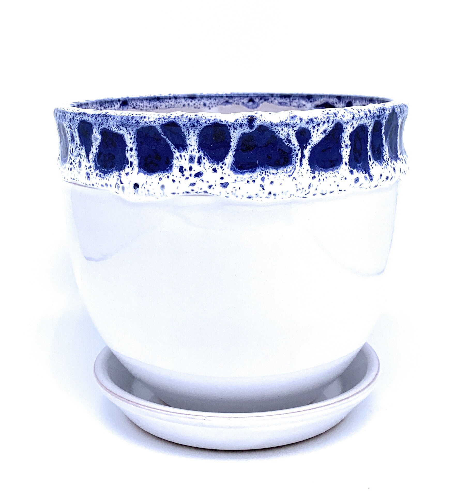 Glazed Ceramic Flower Pot With Saucer Round Terracotta With Drip Tray ...