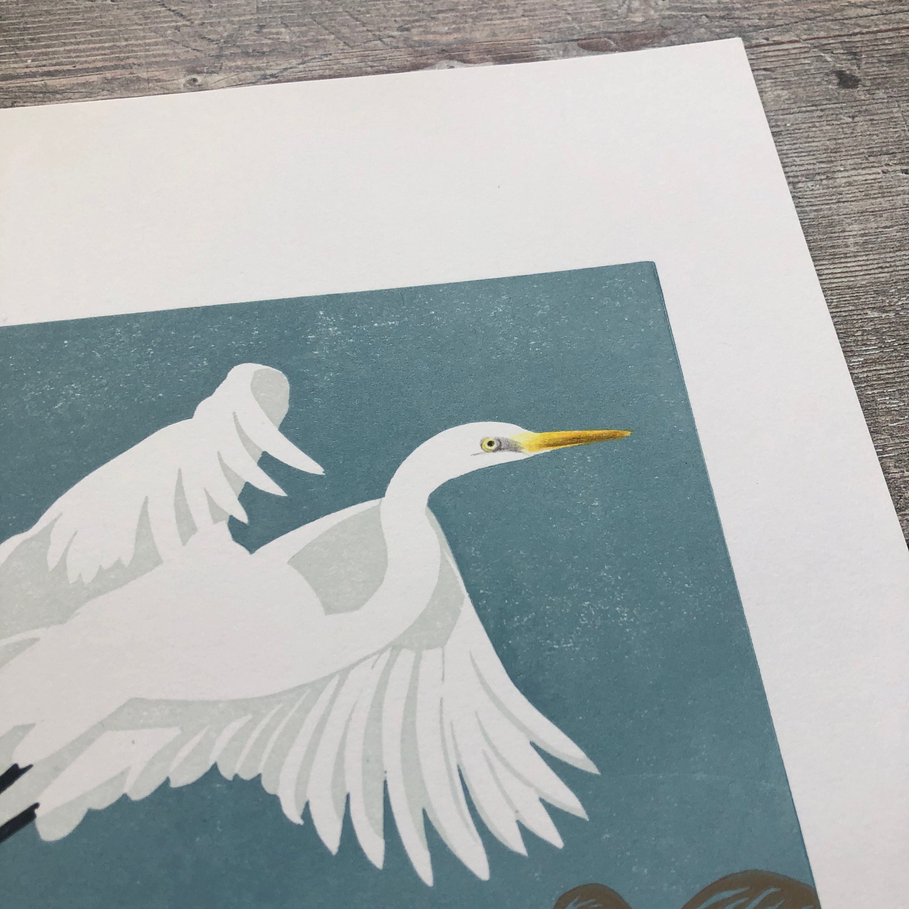 Great White Egret Linocut Print Handmade Limited Edition - Etsy