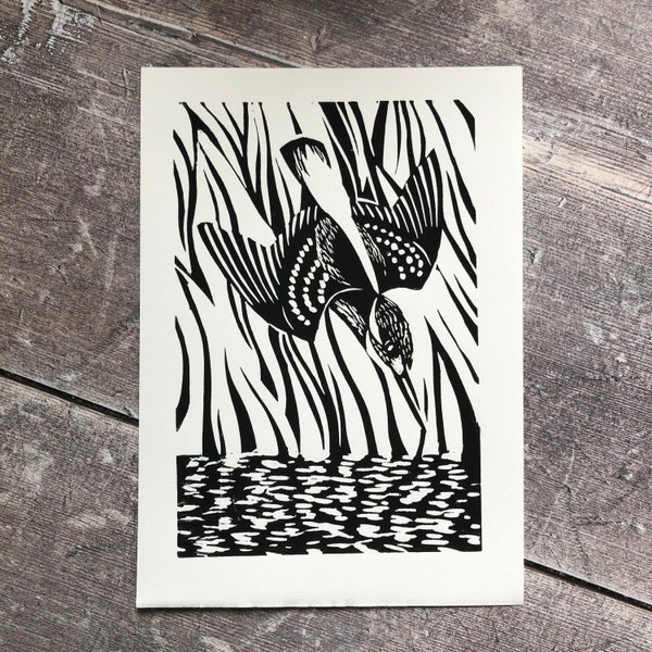 Bird Linocut - Etsy