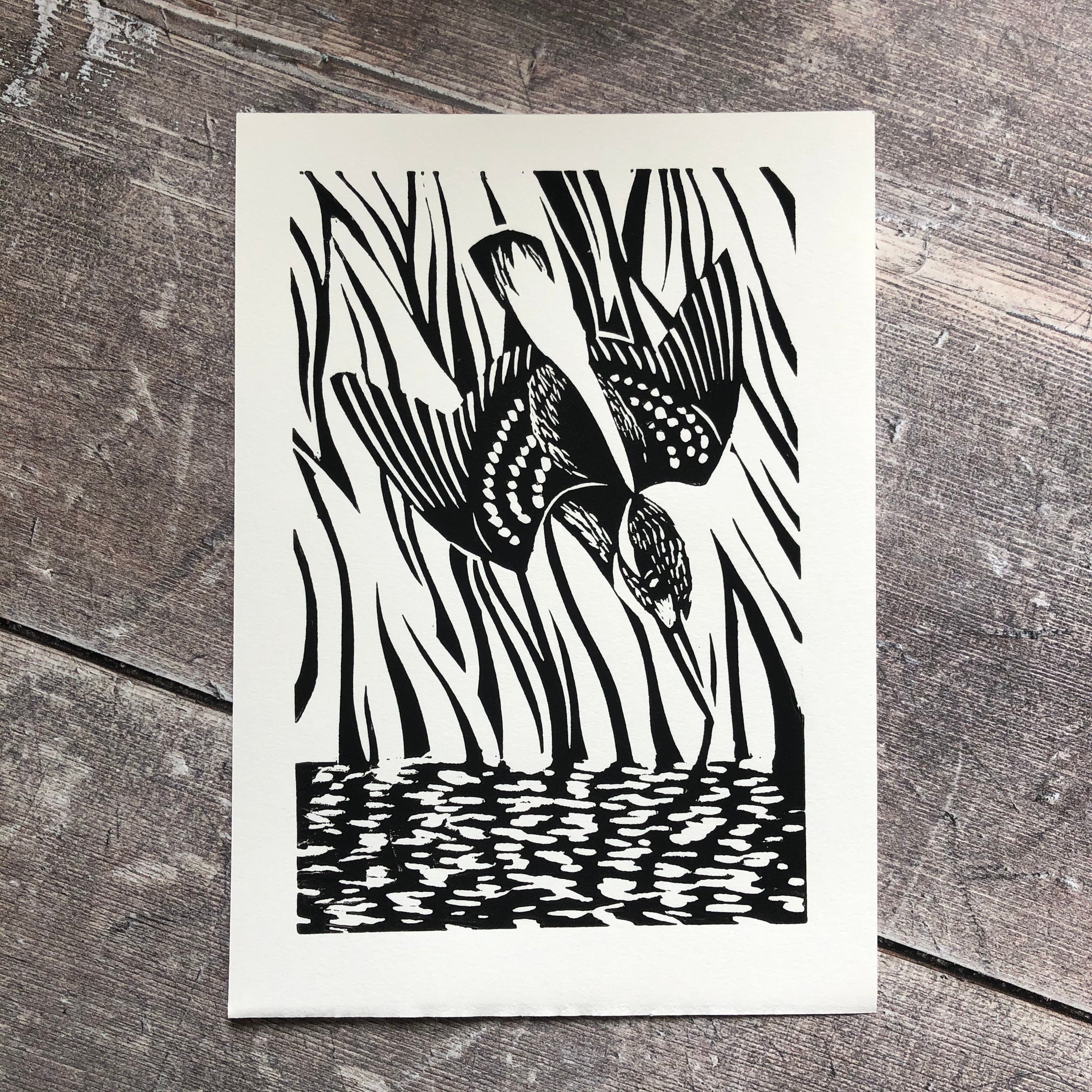 Linoleum Prints Birds